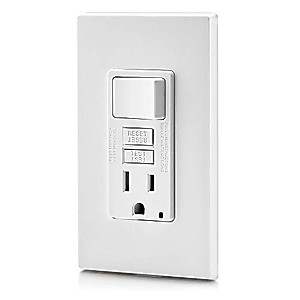 Leviton GFSW1-W Self-Test SmartlockPro Slim GFCI Combination Switch Tamper, 15-Amp, White & 80405-W 2-Gang 1-Toggle 1-Decora/GFCI Device Combination Wallplate, White