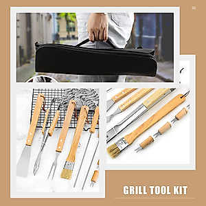 Zerodeko 1 Set Barbecue Tool Set Heavy Duty Tool Bag Bbq Grill Accessories Tools Portable Tool Kit Black Suit Toiletry Bag for Travel Griddle Stainless Steel Grill Brush Outdoor