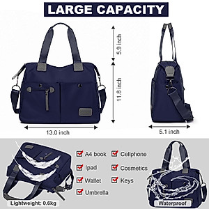 Women Tote Bag with Multiple Pockets & Zipper for Work ,Nylon Tote Handbag ,Large Shoulder Purse,Waterproof Galaxy Cross body Bag for Travel (Navy Blue 1)