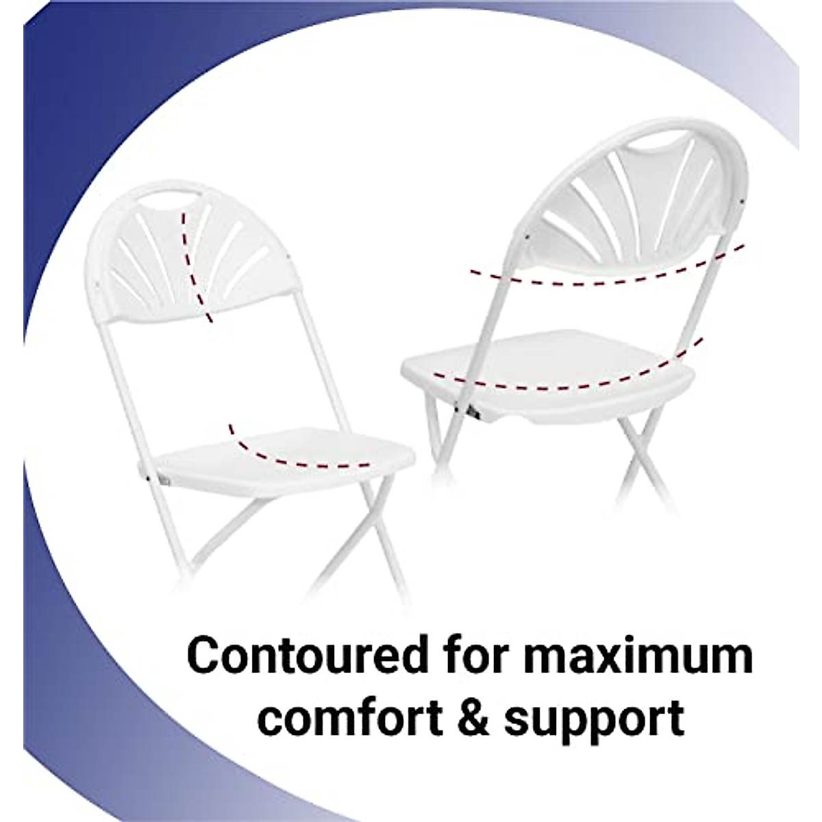 TentandTable Fan Back Heavy Duty Stackable Folding Chairs | White | 300-Pound Capacity | for Events, Banquets, Parties, and Weddings | 8 Pack