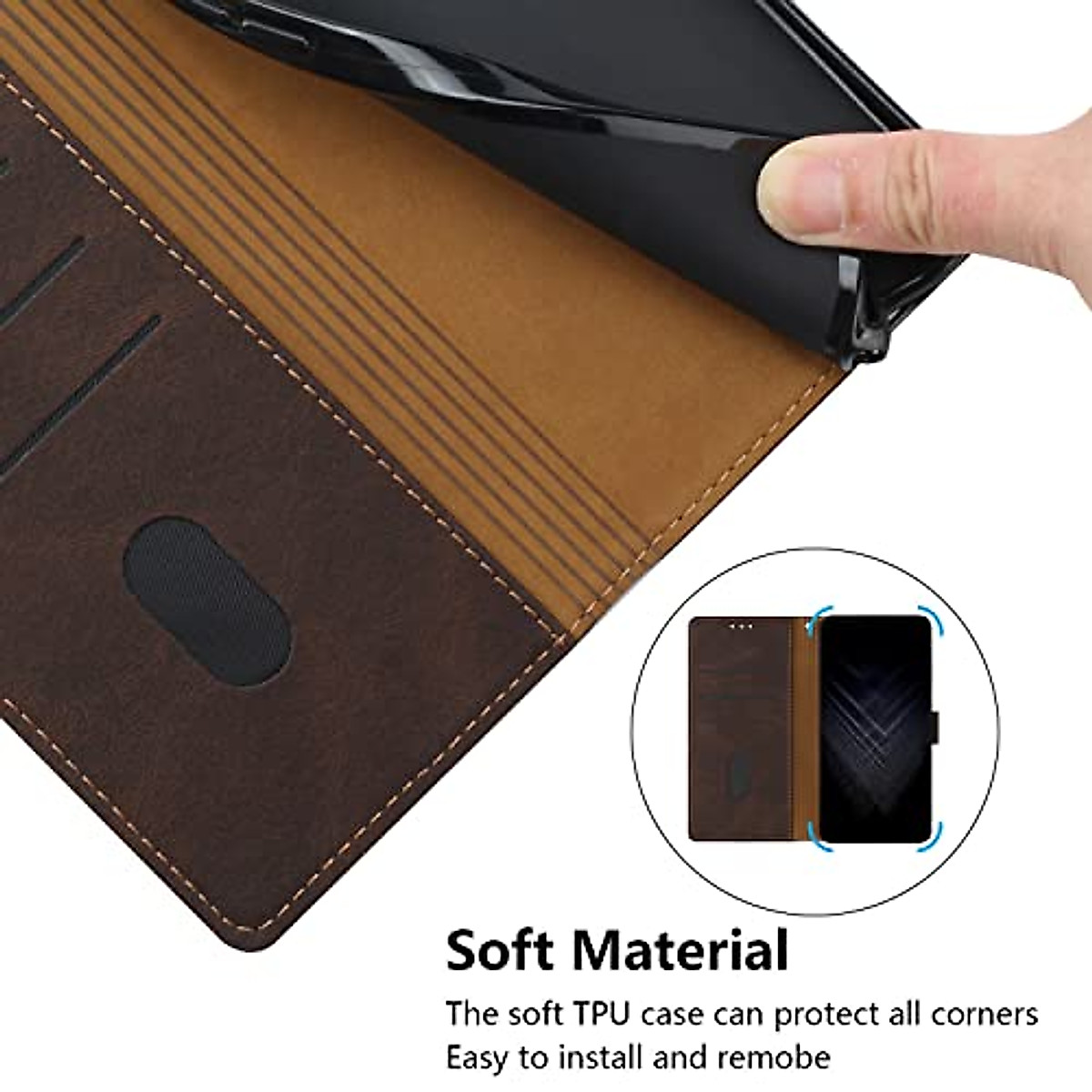 XBS-Better Case for Samsung Galaxy S9 Plus/S9+, Business Splicing Leather Magnetic Credit Card Holder Kickstand Wallet Cover Case for Samsung Galaxy S9 Plus/S9+-Brown