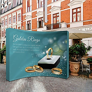 BannerBuzz, Fabric Pop Up Curved Display, Graphic with Hardware, 230 GSM, Polyester Fabric, 17 mm Pole Diameter, 1.4 mm Thick Pole, 1440 DPI Dye Sublimation Printing (10' x 8')