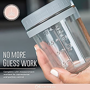 Overnight Oats Container 2-Pack - 10-Oz Glass Mason Jars w/ Spoons & Recipe Book