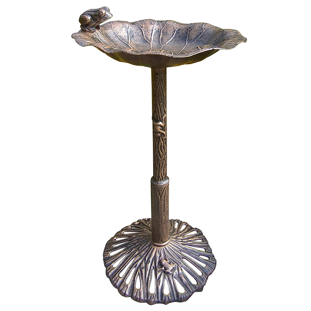 Oakland Living 5012AB Antique Bronze Frog Design Aluminum Birdbath