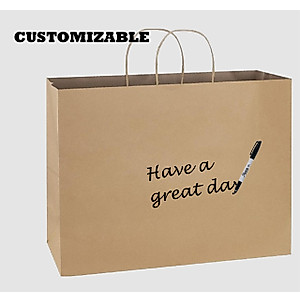 Premium 10x5x13 Paper Bags with Handles - Pack of 100, Kraft Paper Bags Ideal for Shopping, Wedding, Business, Retail, Craft, Gifts & More - Durable, 100% Recyclable Brown Quality Bags