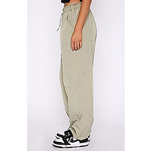 DISCIPBUSH Cargo Pants Women Baggy - Parachute Pants for Women Trendy, Womens Cargo Pants Y2K Pants, Baggy Pants Women, Streetwear Women Cargo Pants for Girls' Fashion, Khaki Pants for Women L