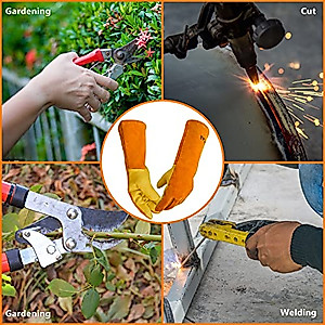 Welding Gloves, Welder Gloves 14 Inch Leather Heat Resistant Forge Welders Gloves for Mig/Tig/Arc Welder