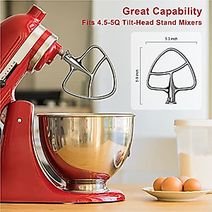 Stainless Steel Beaters for Kitchenaid Stand Mixer, 4.5-5Qt Tilt-Head Paddle Attachment for Kitchenaid Mixer, Polished Flat Beater for KitchenAid-Dishwasher Safe by Hozodo