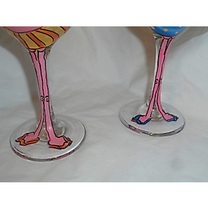 Hand painted beach Flamingos. Set of 4. 2 male and 2 female.
