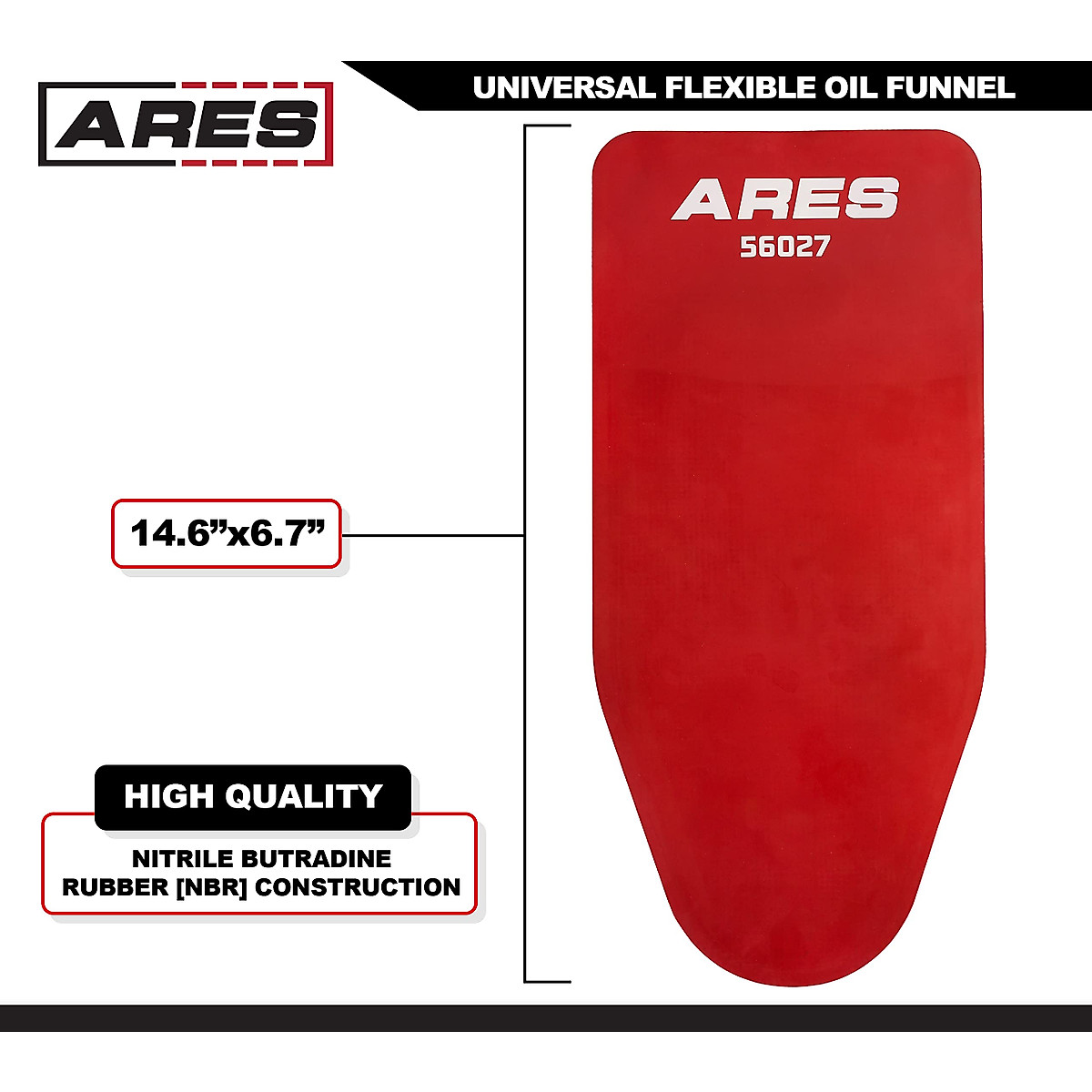 ARES 56027 - Universal Flexible Oil Funnel - Spill-Free Oil Filling - Easy to Use 1-Person Design - Fits Multiple Applications