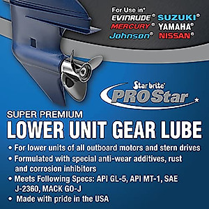 STAR BRITE High Viscosity Lower Unit Gear Lube 80W90 - Anti-Wear, Rust & Corrosion Inhibitors, Ideal for Outboard Motors & Stern Drives - 32 OZ (027032)