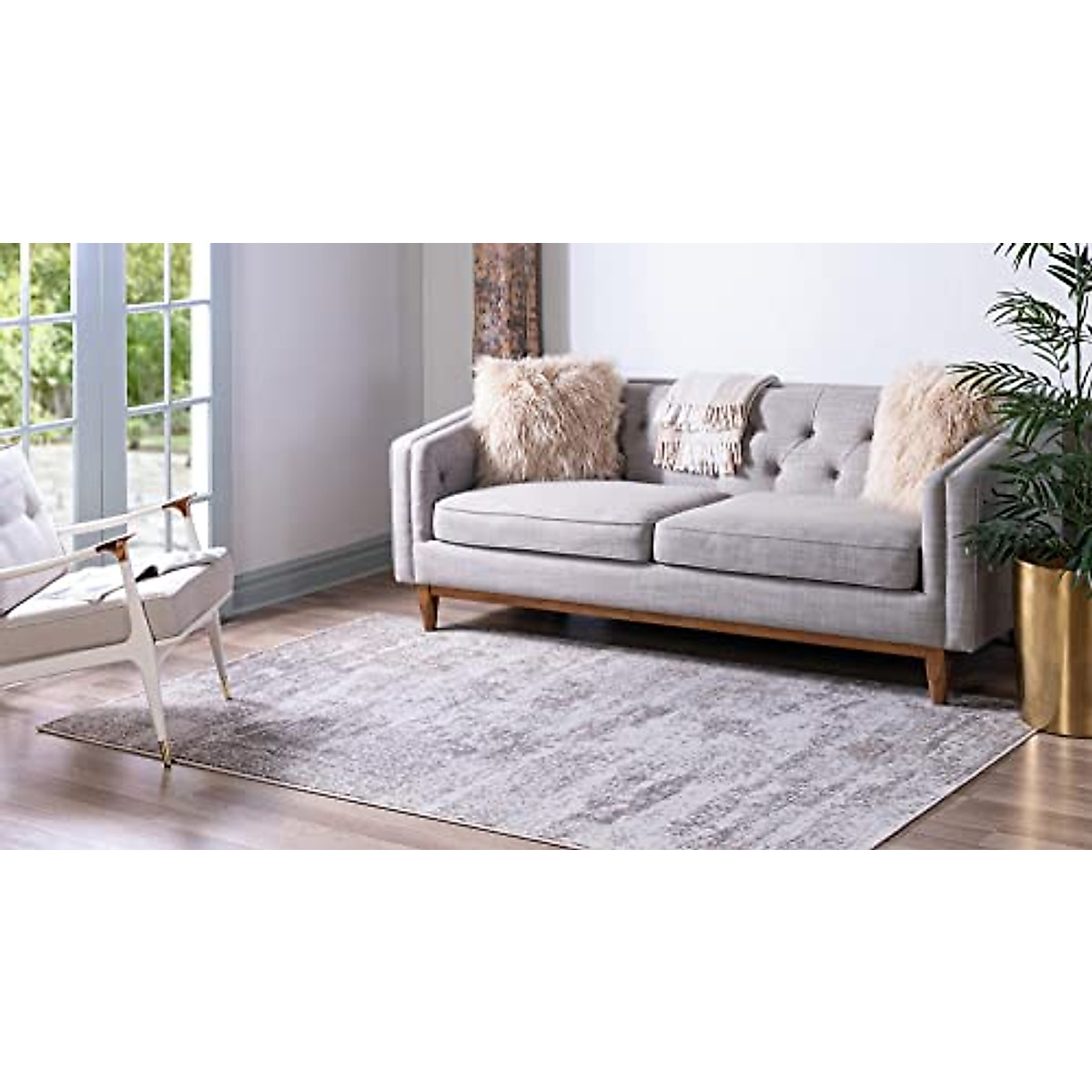 Unique Loom Tuareg Collection Distressed Abstract Traditional Vintage Area Rug, 4 ft x 6 ft, Beige/Brown