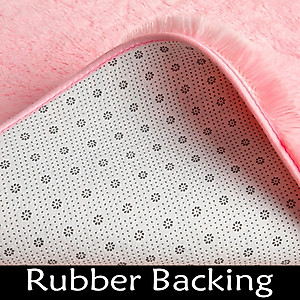 KIXINWA Pink Hexagon Princess Rug, 4.6X4 Ft Castle Play Tent Carpet, Cute Fluffy Rug for Girls Room, Shaggy Soft Non Slip Nursery Rug, Furry Area Rug Fuzzy Plush Mat for Dorm Baby Room Decor