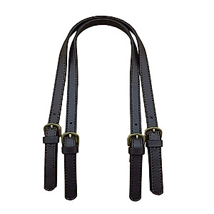 ConStore 2 PCS Leather Replacement Handles Shoulder Straps with Adjustable Buckle Purse Strap Bag Handles DIY Bag Belt Split Leather (Black)
