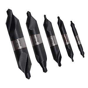 Naiyong Tools 5 Lathe Mill Center Drill Countersink Bit Tooling Set, M35 HSS 5% Cobalit Contained, Titanium Plated (CPM)