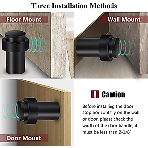 KOLAKO Door Stopper, Cylindrical Floor Door Stop, 2 Inch/Stainless Steel, Black Modern Heavy Duty Brushed Solid DoorStops with Rubber Bumper, Floor Door Stops for Bottom of Door, 6 Pack