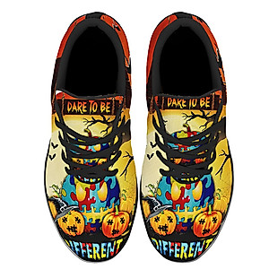 Dare to Be Different Autism Awareness Halloween Shoes for Men Women Running Sneakers Breathable Casual Sport Tennis Shoes Gift for Him Her Black Size 11
