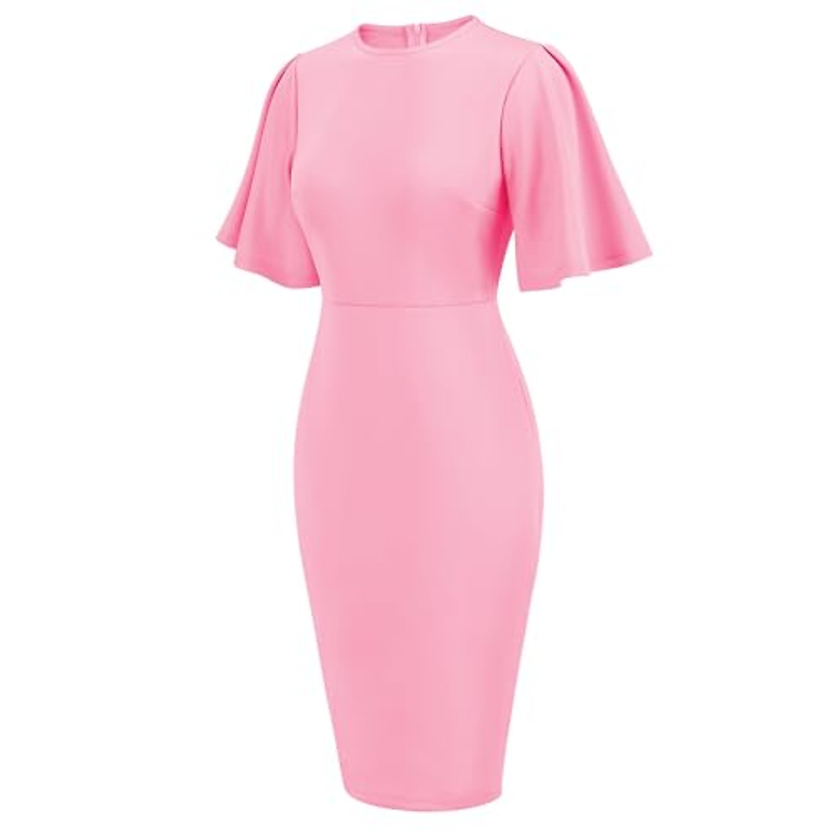 Zshujun 1950's Women's Vintage Stretchy Work Casual Bodycon Sheath Pencil Dress 1189 (Pink, XL)