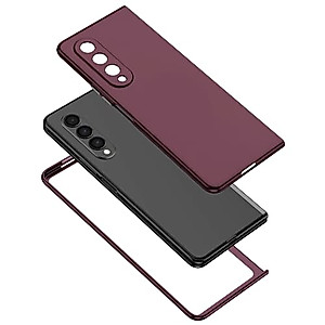 EAXER for Samsung Galaxy Z Fold 3 5G Case, Z Fold 3 Silicone Case, Slim Folding Rugged Heavy Duty, Skin Feel, Shockproof Case Cover (Wine red)