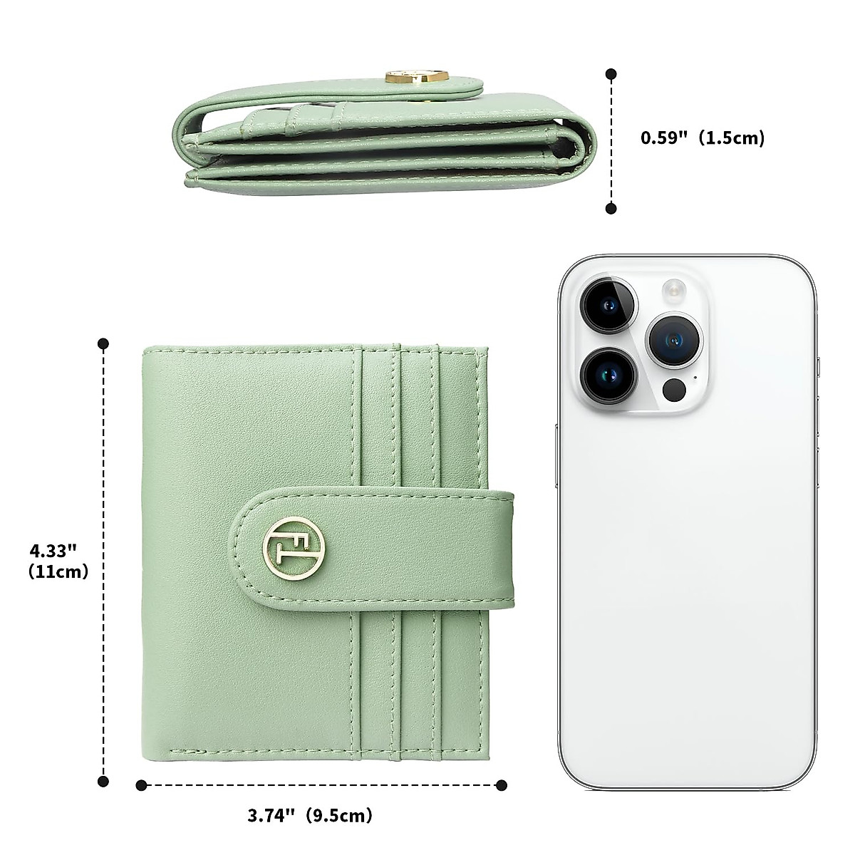 FUNTOR Small Wallets for Women,Ladies Slim Bifold Credit Card Holder with Zipper Coin Pocket(Green)