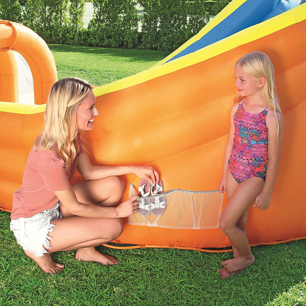 Bestway Hurricane Tunnel Blast Inflatable Water Park Play Center | Includes Big Water Slide, Water Blob, Climbing Wall, and Pool Area | Outdoor Summer Fun for Kids & Families