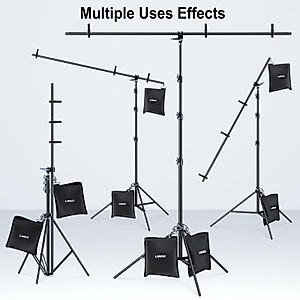 LINCO Lincostore T-Shape Portable Background Backdrop Support Stand Kit 6.7ft Wide 9.5ft Tall Adjustable Photo Backdrop Stand with 3 Clamps