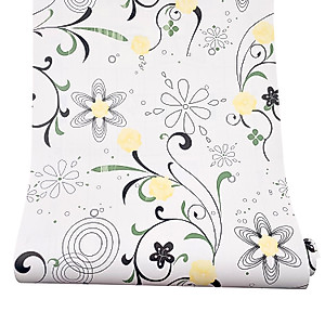 Yifely Yellow Blooms Furniture Paper Decorative Shelf Drawer Liner Self-Adhesive Storage Locker Decor 17.7 Inch by 9.8 Feet