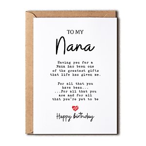 To My Nana - Nana Birthday Card - Nana Is The Greatest Gifts In My Life - Birthday Card For Nana - Gift For Nana Card- Christmas Gifts For Nana