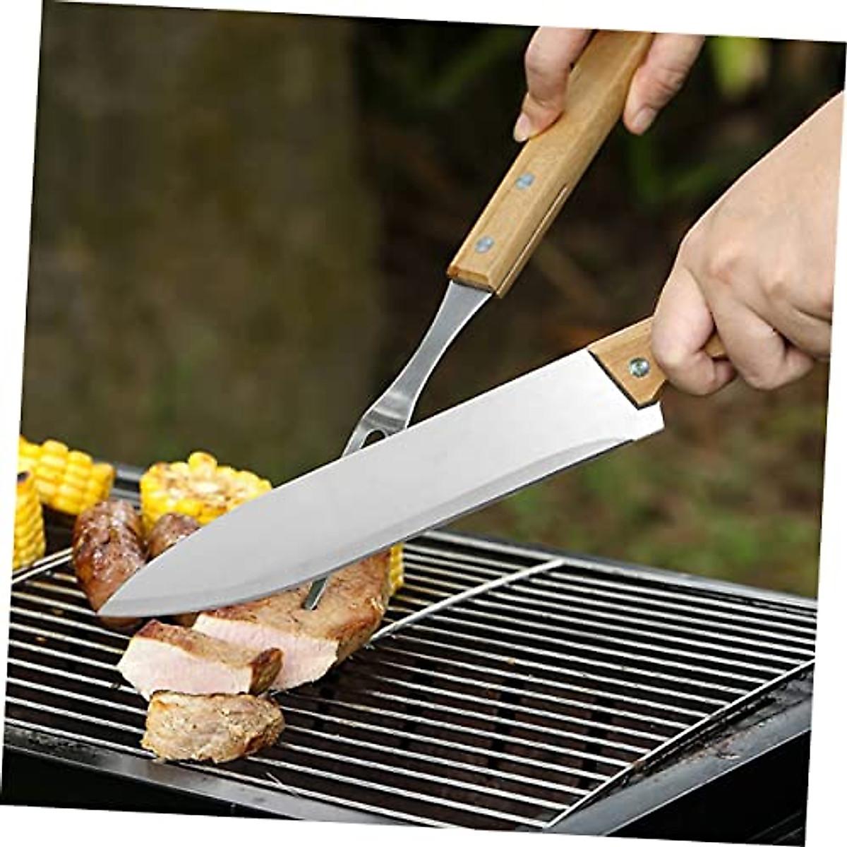 YARNOW 2 Sets Barbecue Knife and Fork Tools Knife Kit Outdoor Dinnerware Food Grill Travel Utensil Barbecue Kitchen Fork Grilling Accessories Kit Barbecue Tool Forks BBQ Tools BBQ Fork
