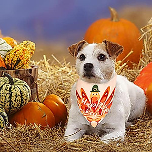 Thanksgiving Dog Bandana with Turkey Pattern,Adjustable Thanksgiving Dog Scarf,Holiday Bandanas,Fall Pet Bandana Reversible Triangle Bibs Scarf for Small Medium Large Dogs Cats(Turkey Leaves)