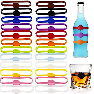 Minsoda Stretchable Drink Markers 24pcs, Wine Glass Markers, Drink Identifiers for Glasses Cup, Beer Bottle, Mug, Jar, Cocktail Glass, Drink Labels for Party