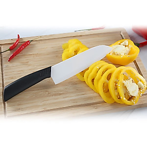 Ceramic Knife Set of 5,Sharp Ceramic Knife with Sheath,Steak Knife,Black Kitchen Knives With Anti-Slip handle,Includes 6"Chef Knife,5"Utility Knife,4"Vegetable Knife,3"Paring Knife,1''Fruit Peeler