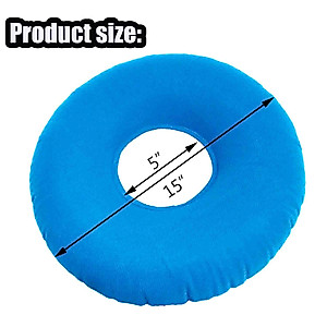 2 Pack Donut Pillow for Hemorrhoids, Inflatable Ring Donut Seat Cushion Pillow with A Pump, Hemorrhoid Seat Cushion, Round Wheelchairs Seat Cushion for Home, Car or Office Chair (15" Light Blue)