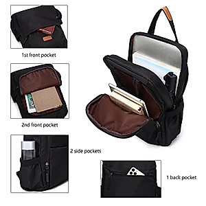 SEINPURE Nylon Backpack for Women Medium Waterproof Rucksack Lightweight Causal Daypack Travel Shoulder Handbags Anti-theft (Black)