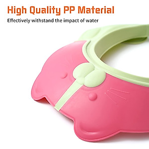 Reidio Baby Shower Cap Bathing Protection Silicone Adjustable Foldable Hair Washing Hat Shampoo Cap for Baby Toddler Kid Portable (Pink)