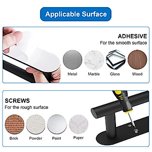 Searik Paper Towel Holder Under Cabinet Black Adhesive Paper Towel Holder Wall Mount Stainless Steel Hanging Paper Towel Roll Holder for Kitchen Bathroom Farmhouse Countertop