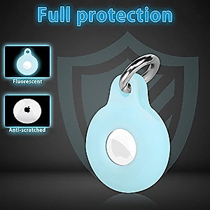 senxng Silicone Case Compatible with Airtag Case (2021), Anti-Scratch GPS Cover with Rope, Protective Dog Collar Holder Skin for Apple AirTag (Night Glow Blue)