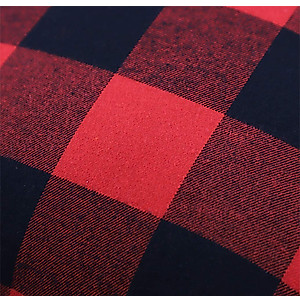 4TH Emotion Set of 2 Christmas Buffalo Check Plaid Throw Pillow Covers Cushion Case Polyester for Farmhouse Home Decor Red and Black, 18 x 18 Inches