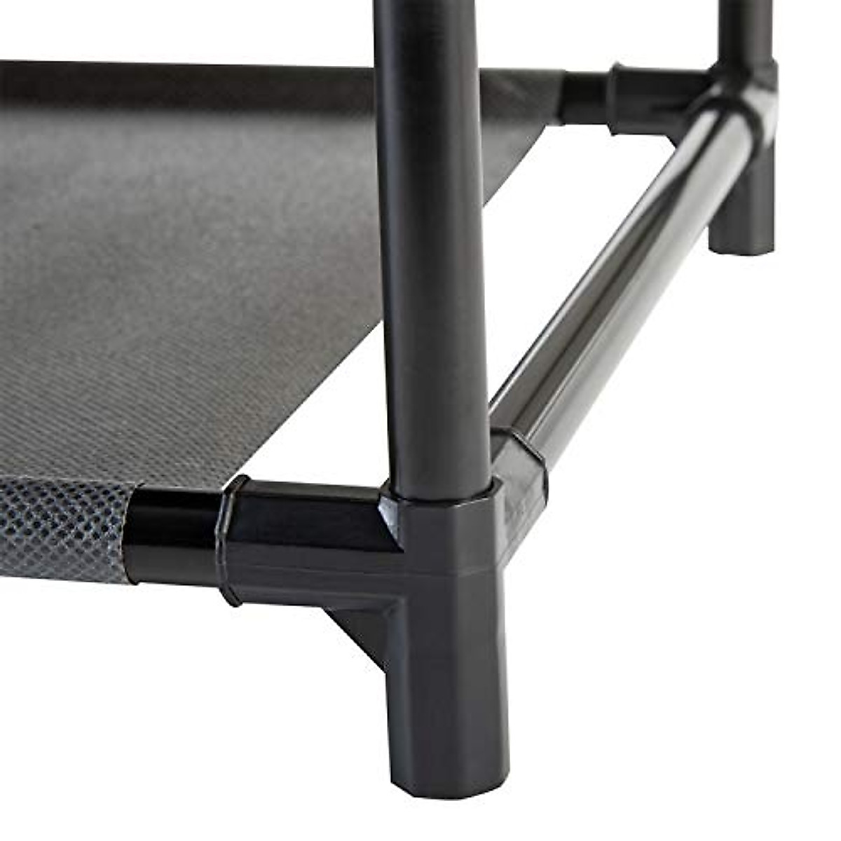 Simplify 7 Tier Double Wide 14 Shelf Shoe Storage Closet Organizer Rack with Cover and Side Pockets, Freestanding, Holds 42 Pairs, Good for Sneakers, Flats, Heels & Boots, Black