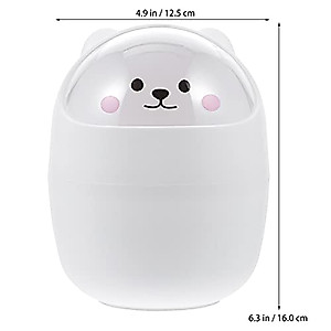 LIFKOME Cute Mini Desktop Trash Can Mini Trash Can with Lid Desktops Cartoon Animals Waste Bin Cute Shape Small Garbage Can Large Capacity Cartoon Wastebasket for Home Kitchen Office
