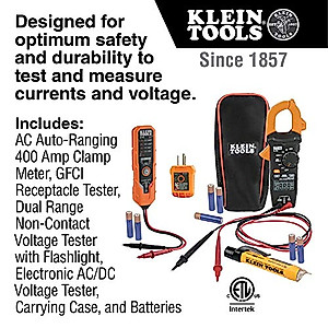 Klein Tools Electrical Test Kit Bundle with Clamp Meter, Circuit Breaker Finder and Voltage Testers