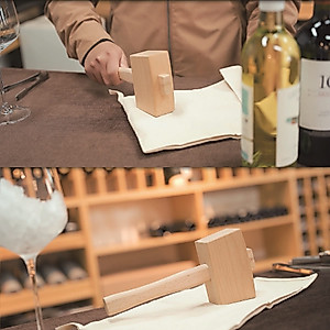 NIUTRIP Ice Mallet and 2Pcs Lewis Bags Set for Ice Crushing-Wooden Hammer and Canvas Bag, Bar Tools, Bartender Kit, Kitchen Accessory