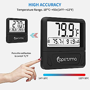 capetsma Aquarium Thermometer Digital Fish Tank Thermometer Large LCD Screen Records High & Low Water Temperature in 24 hrs