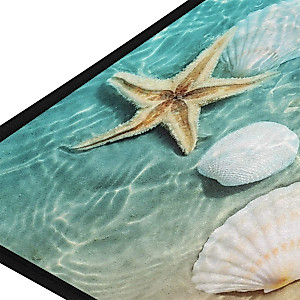 Starfish and Seashell On The Summer Beach Kitchen Mat Rugs Cushioned Chef Soft Non-Slip Floor Mats Washable Doormat Bathroom Runner Area Rug Carpet