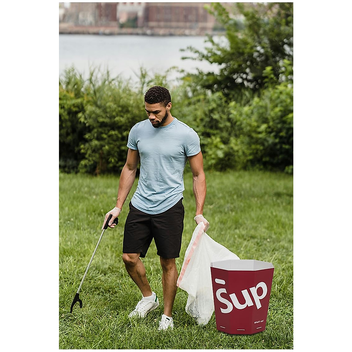 AWDOAJOI Foldable and Reusable Outdoor Trash Can, 3.5 Gal, Eco-Friendly, Ideal for Picnics, Weddings, and Parties, Office, Car (Pack of 5), Red