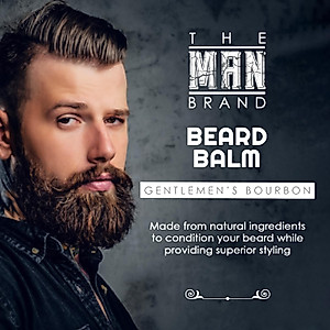 The Man Brand Beard Grooming Product - Natural Beeswax Based Conditioning Balm for Styling and Care - Scented in Gentlemen's Bourbon (1 oz / 30 ml)