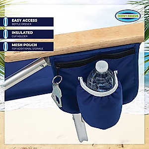 Tommy Bahama 5-Position Classic Lay Flat Folding Backpack Beach Chair, Polyester, Navy