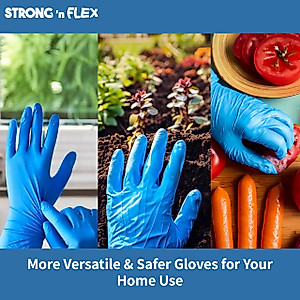 STRONG 'n FLEX 4.5-mil Disposable Blue Nitrile Gloves – Extra Durable & Comfortable, Food Safe, Ideal for Cleaning & All Household Needs – 100pcs - XL