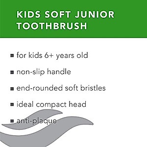DENTISSIMO SWISS BIODENT Premium Oral Care Kids Soft Junior Toothbrush for Gentle Cleansing, Ages 6 and Up, Colors May Vary, Pack of 1