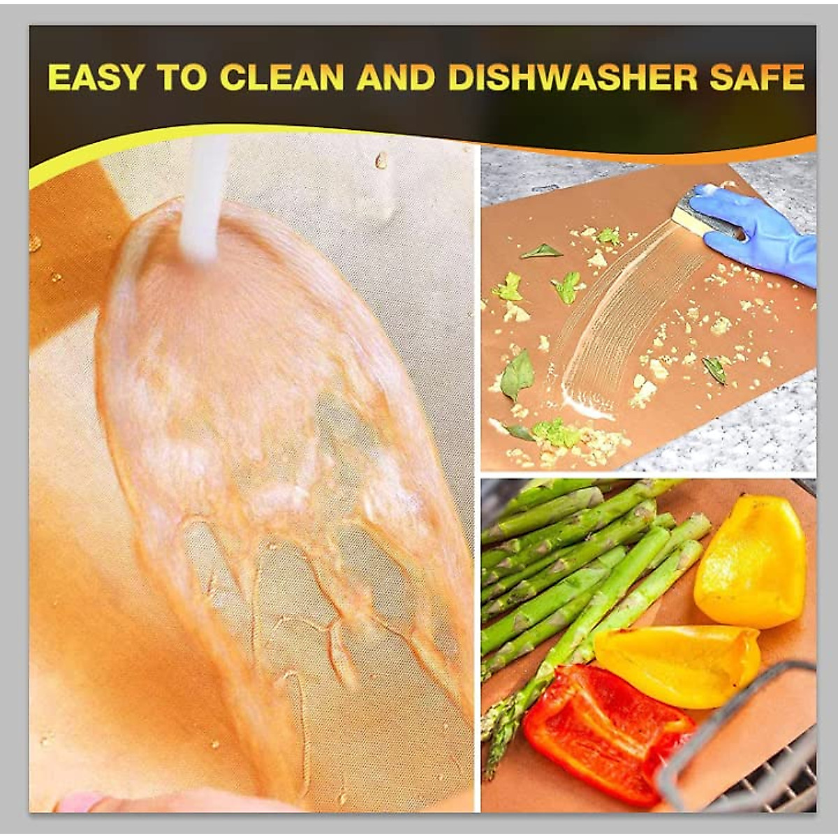 Grill Mats for Outdoor Grill BBQ Grill Mat Set of 3 Nonstick Copper Grill Mat Heavy Duty Reusable Barbecue Grill Sheets BBQ Accessories Grill Tools Works on Electric Grill Gas Charcoal RV Camping